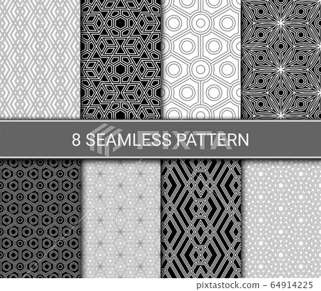 Set of abstract geometric seamless patterns,... - Stock Illustration ...