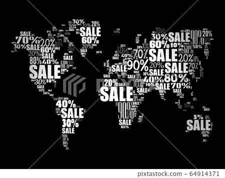 Sale text with percents in shape of World Map - Stock Illustration ...