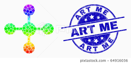 Vector Bright Dot Mesh Node Icon and Scratched... - Stock Illustration ...