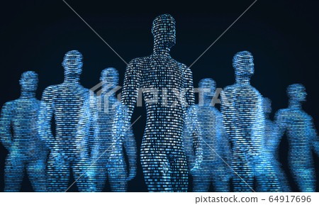 crowd of walking digital people. The concept of... - Stock Illustration ...
