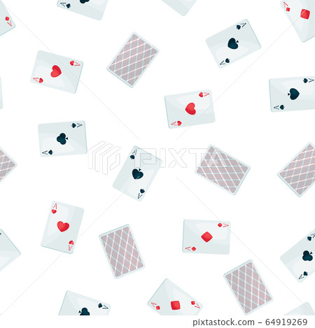 Seamless pattern with four aces playing cards... - Stock Illustration ...