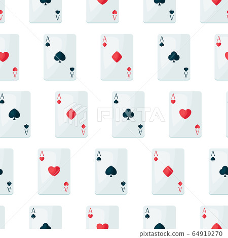 Seamless pattern with four aces playing cards... - Stock Illustration ...