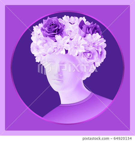 Beautiful young female violet face and colorful... - Stock Illustration ...