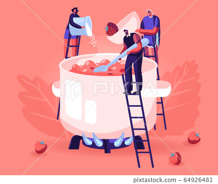 People Making Homemade Strawberry Jam or... - Stock Illustration ...