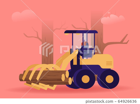 Cut Wood Industry Occupation. Lumberer Driving... - Stock Illustration ...