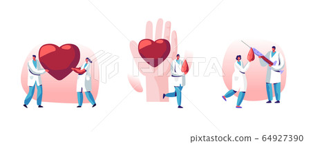 Blood Donation, Heart Transplantation Set.... - Stock Illustration ...
