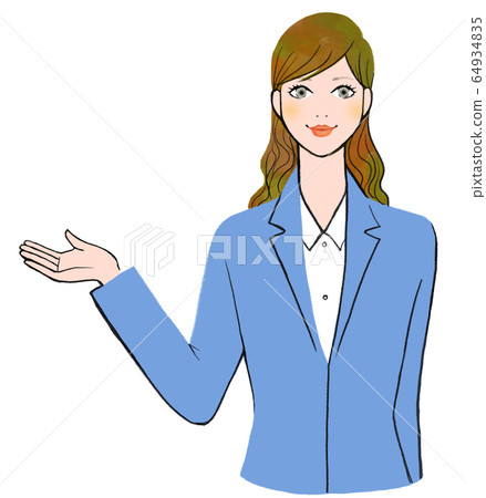 A woman explaining the left side - Stock Illustration [64934835] - PIXTA