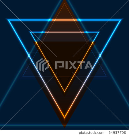 Blue orange retro neon laser triangles abstract - Stock Illustration ...