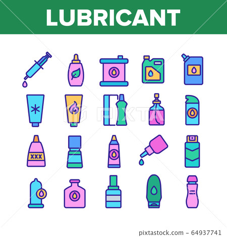 Lubricant Container Collection Icons Set Vector - Stock Illustration ...