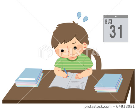 A child chasing homework - Stock Illustration [64938081] - PIXTA