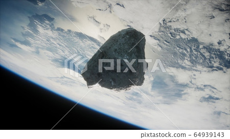 Dangerous asteroid approaching planet Earth - Stock Illustration ...