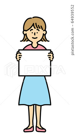 Young woman with flip / message board - Stock Illustration [64939552 ...