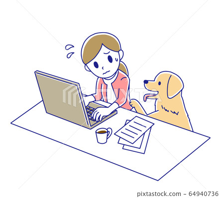 Remote work pet - Stock Illustration [64940736] - PIXTA