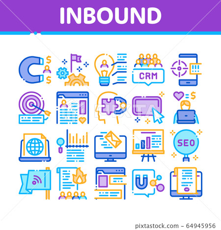 Inbound Marketing Collection Icons Set Vector - Stock Illustration ...
