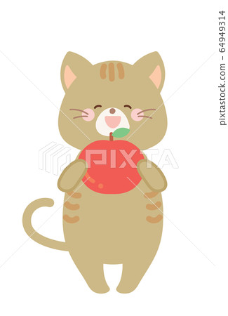 Cat holding an apple - Stock Illustration [64949314] - PIXTA