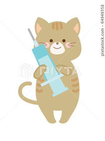 Cat with a syringe - Stock Illustration [64949358] - PIXTA