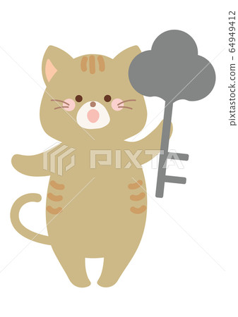 Cat with a key - Stock Illustration [64949412] - PIXTA