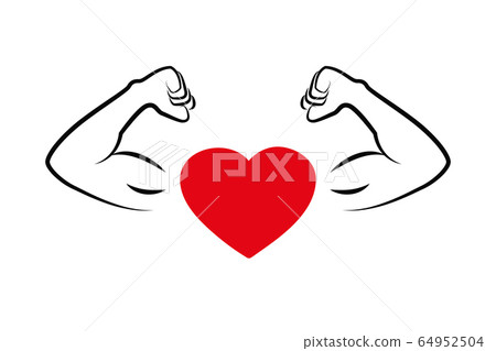 strong heart with muscular arms - Stock Illustration [64952504] - PIXTA