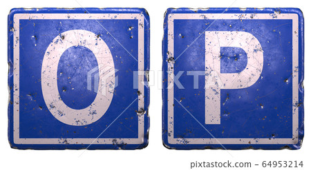 Set of public road sign in blue color with a...-插圖素材 [64953214] - PIXTA圖庫