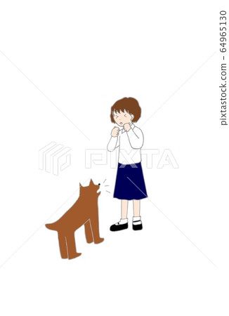 Girl barking by a dog and crying - Stock Illustration [64965130] - PIXTA