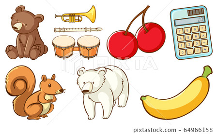 Large set of different animals and other objects - Stock Illustration ...