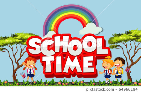 Font design for word school time on white - Stock Illustration ...