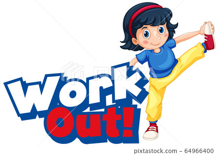 Font design for word work out with little girl - Stock Illustration ...