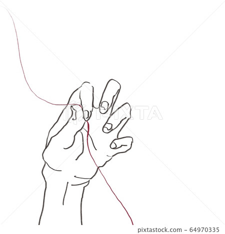 Finger (hand) picking red thread (string) on... - Stock Illustration ...