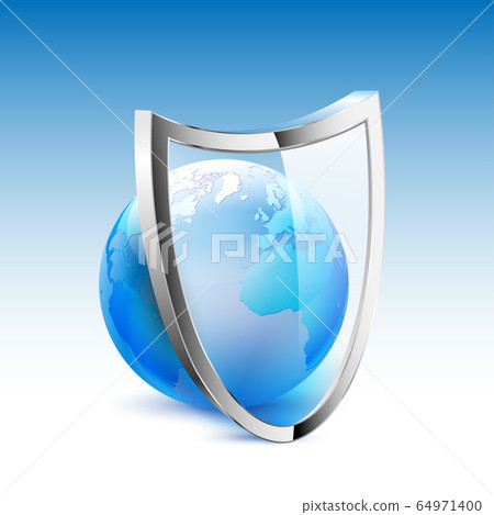 Shield on planet earth. Concept of global - Stock Illustration ...