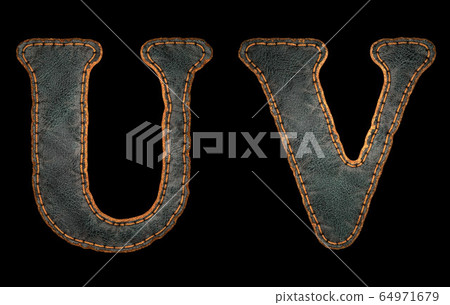 Set of leather letters U, V uppercase. 3D... - Stock Illustration ...
