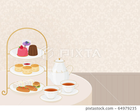 Afternoon tea background illustration _ beige - Stock Illustration ...