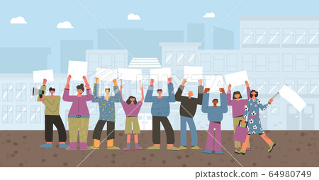 People taking part protest, parade or rally. - Stock Illustration ...