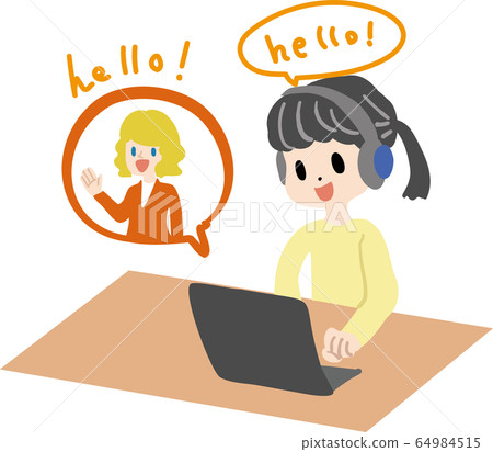 Girl having online english conversation - Stock Illustration [64984515 ...