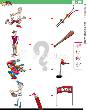 match sports and objects educational game for kids - Stock Illustration ...