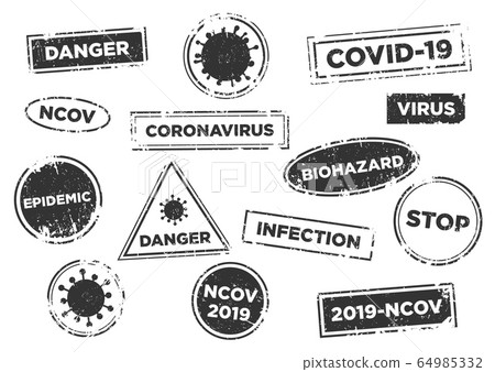 Stop virus infection text stamp template. Set - Stock Illustration ...
