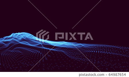 Abstract digital landscape with flowing... - Stock Illustration ...