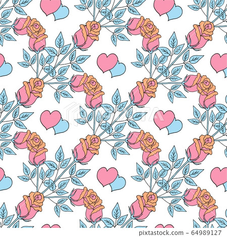 Valentine's day seamless pattern roses and... - Stock Illustration ...
