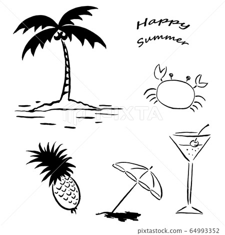 Summer line drawing illustration - Stock Illustration [64993352] - PIXTA