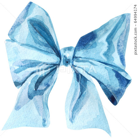 Watercolor light blue bow. Beautiful great design - Stock Illustration ...