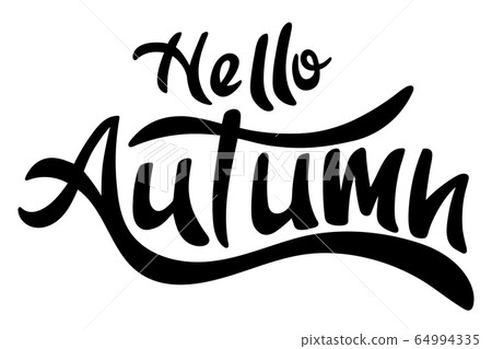 Hello autumn hand lettering brush text isolated - Stock Illustration ...