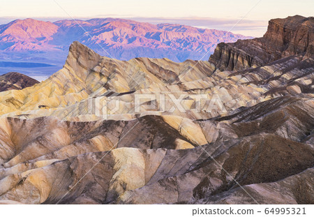 zabriskie point at sunset,death valley national... - Stock Photo ...