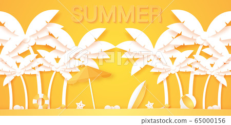 Summer time, coconut palm tree with summer... - Stock Illustration ...