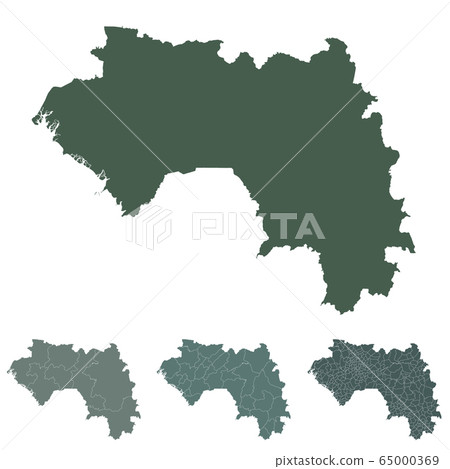 Guinea map outline vector with administrative... - Stock Illustration ...