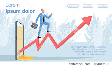Online earnings. Businessman climbs the arrow... - Stock Illustration ...