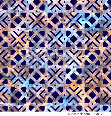 Geometric colorful blue grid in arabesque...-插圖素材 [65012190] - PIXTA圖庫