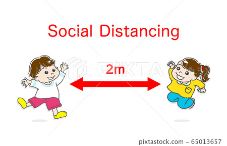 Children playing while maintaining a social... - Stock Illustration ...