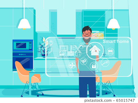 Interface of smart home automation assistant on... - Stock Illustration ...