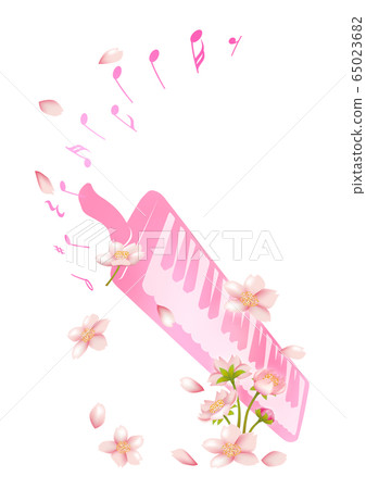 Spring and musical instrument Sakura petals... - Stock Illustration ...