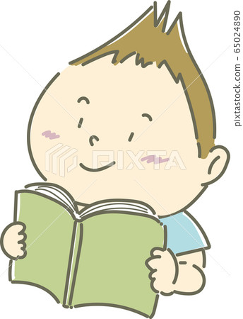 A kind boy reading with a smile - Stock Illustration [65024890] - PIXTA
