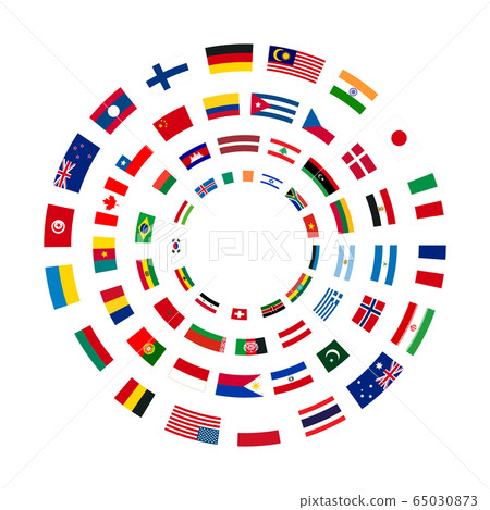 A lot of flags of sovereign states arranged in - Stock Illustration ...